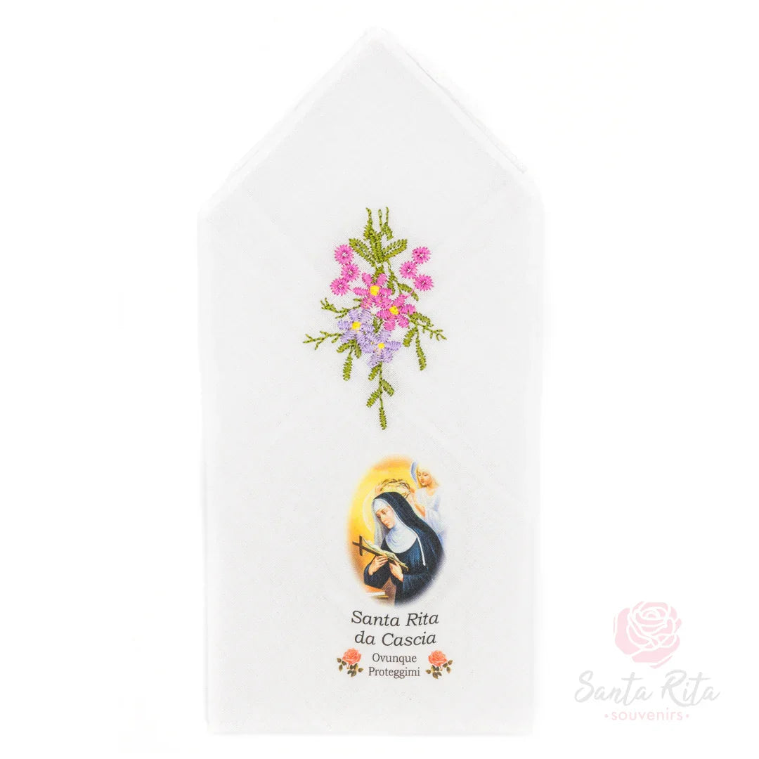 Fazzoletto Santa Rita con ricamo – santaritasouvenirs