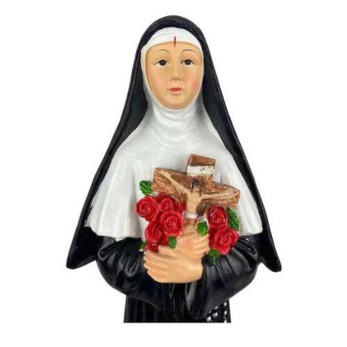 Statua Santa Rita in resina con rose e scritta – santaritasouvenirs
